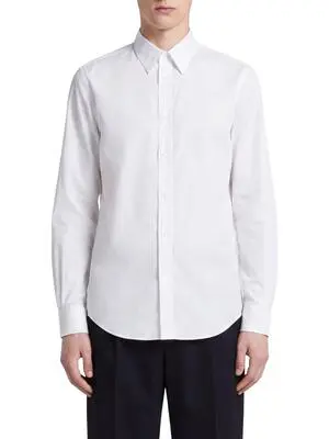 Celine Classic Cotton Poplin Shirt With French Collar And Curved Hem - Black
