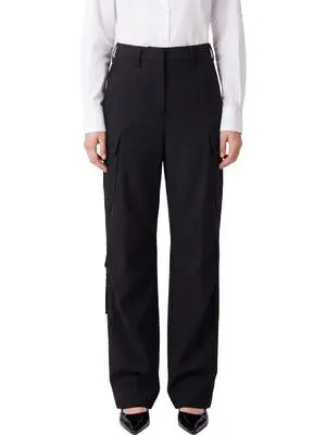 Stella McCartney High-waisted Straight Leg Wool Cargo Trousers With Back Pockets - Black
