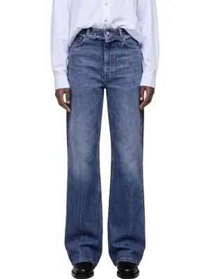Rabanne Mid-rise Flared Jeans In Cotton Denim With Five-pocket Design - Blue