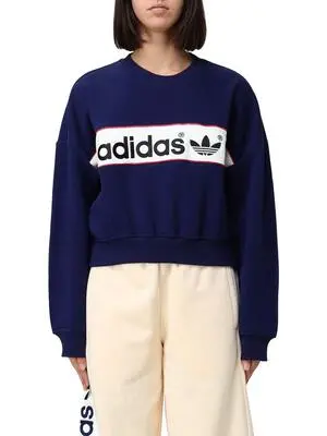 ADIDAS ORIGINALS Relaxed Fit Crewneck Sweatshirt In Cotton Blend With Contrast Logo - Blue