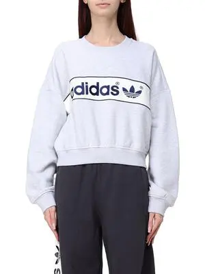 ADIDAS ORIGINALS Relaxed Fit Crewneck Sweatshirt In Cotton Blend With Contrast Logo - Grey