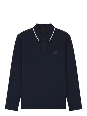 BOSS Polo A Manica Lunga Con Logo Blue