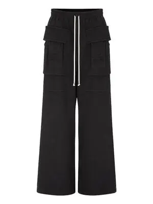 Rick Owens Pantalone Cargo In Felpa Di Cotone - Black