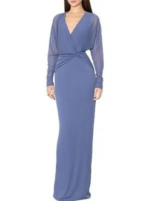 Black Halo Aurora Draped Gown - Slate