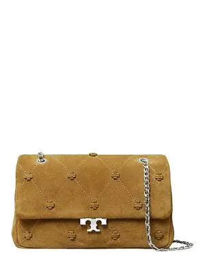 Tory Burch Bunny Knot Small Suede Shoulder Bag - Toffee