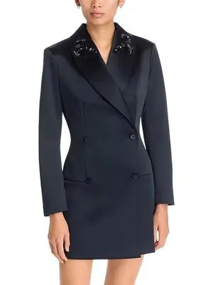 Chiara Boni La Petite Robe Reve Satin Double Breasted Mini Dress Exclusive - Black