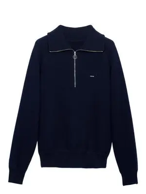 Prada Prada Men's Half-Zip Mock Neck Knit Sweater Bleu