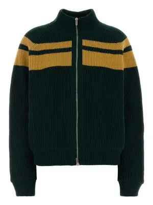 Miu Miu Bottle Green Virgin Wool Cardigan - Blue