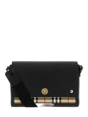 Burberry Calf Grain Leather Handbag With Note Detail - Black