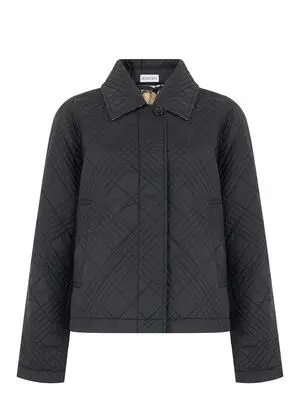 Burberry Quilted Button-front Jacket With Lapels - Black