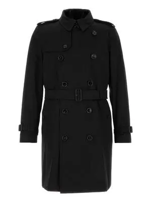 Burberry Gabardine Kensington Trench Jacket - Black