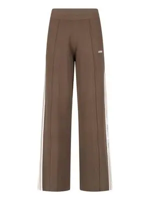 AUTRY High-waist Wide-leg Knit Pants - Brown