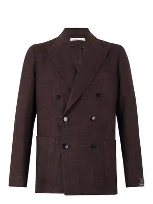 Tagliatore Double-breasted Blazer With Notched Lance Lapel - Brown