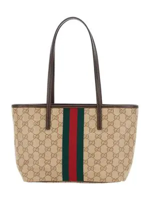Gucci Gucci Essence GG Canvas Tote Handbag With Two Top Handles And Automatic Button Closure, 25x19x11.5 Cm Beige