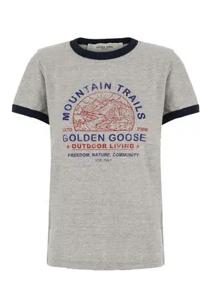 GOLDEN GOOSE Slim Long-sleeve Slub Cotton T-shirt With Round Neck - Grey