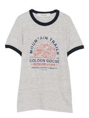 GOLDEN GOOSE Golden Goose Women's Slim Long-Sleeve Slub Cotton T-Shirt With Round Neck Grey