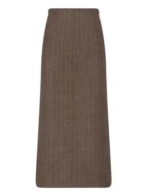 MAISON MARGIELA Herringbone Wool Maxi Skirt - Brown
