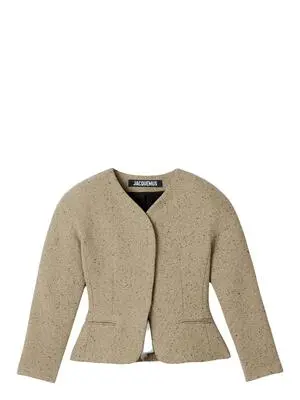Jacquemus Jacquemus Oval Mini Blazer Jacket With Button Front Beige