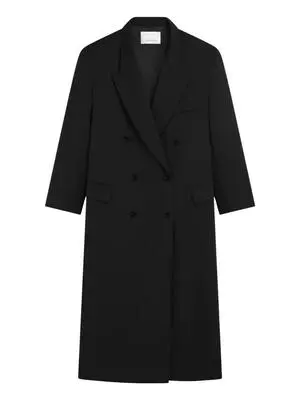 THE FRANKIE SHOP Jane Long Double-breasted Lapel Jacket - Black