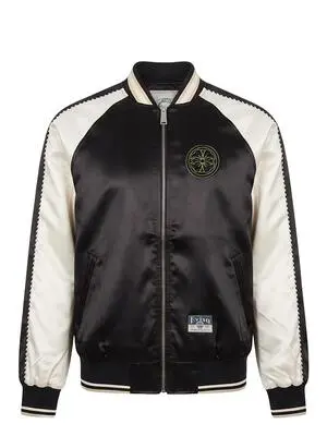 EVISU Embroidered Souvenir Jacket In Whale Motif Satin - Black