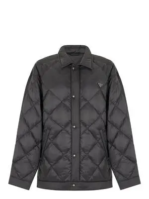 Prada Geometric Padded Jacket With Logo Detail - Black