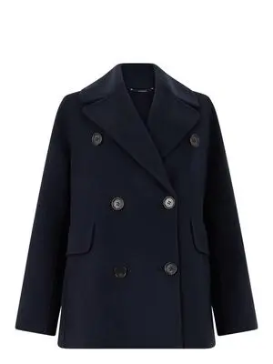 Max Mara 's Max Mara Double-Breasted Wool Jacket With Wide Collar And Metallic Buttons Blue