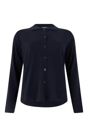 Max Mara 's Max Mara S Max Mara Long-Sleeve Button Polo Sweater Blue
