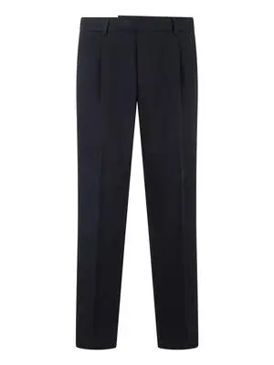 Zegna Pleated Soft Cotton Trousers With Elastic Waistband And Side Pockets - Black