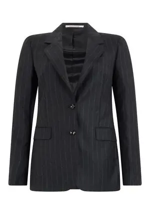0205 TAGLIATORE Single-breasted Pinstripe Wool Blazer For - Grey