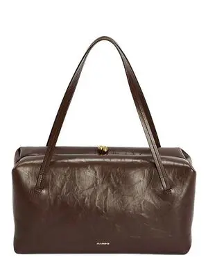 JIL SANDER Goji Pillow Medium Leather Shoulder Bag - Chocolate