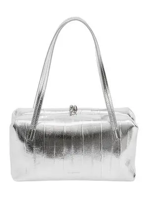 JIL SANDER Goji Pillow Small Metallic Leather Shoulder Bag - Silver