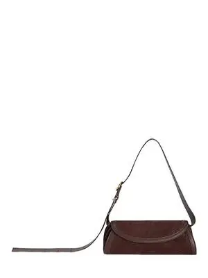 JIL SANDER Cannolo Small Suede Shoulder Bag - Chocolate