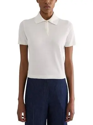 JIL SANDER Wool Knit Polo Tee - Piuma