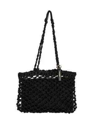 JIL SANDER Tangle Crochet Shoulder Bag - Black
