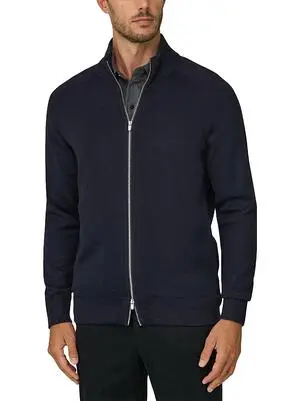 Boggi Milano Merino Wool Blend Wooltech Full-zip Jumper - Black