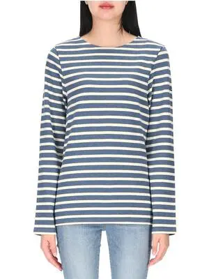 Saint James Striped Long-sleeved T-shirt Blue