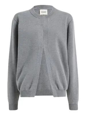 Khaite Side-slit Knit Top Gray