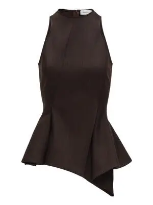 Magda Butrym Asymmetric Sleeveless Top In Brown Brown