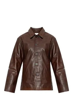 Studio Nicholson Landau Leather Jacket - Maroon