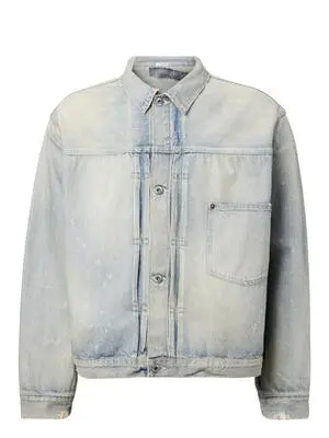 A.PRESSE Bleached-effect Pleated Denim Jacket Bleached