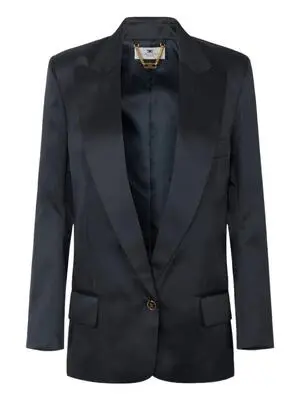 Elisabetta Franchi Satin Single-breasted Blazer - Black