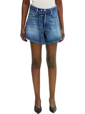Sportmax Fiesta Belted Faded-effect Shorts Blue