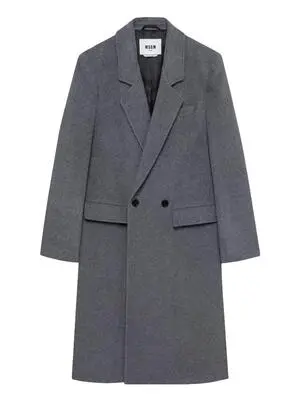 MSGM Double-breasted Peak-lapels Coat - Grey