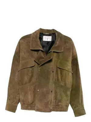 Saint Laurent Suede Double-breasted Jacket Green