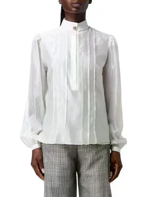 HANITA Pleated Puff-sleeve Blouse - White
