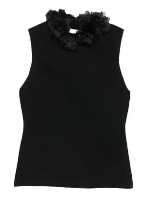 Aje Fleura Floral-embellished Sleeveless Top - Black