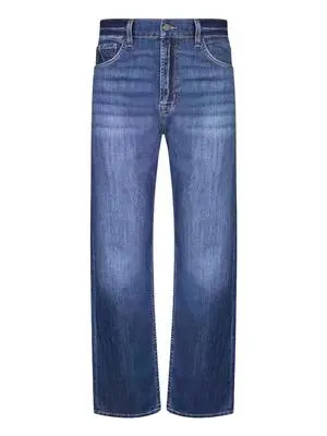 7 For All Mankind Faded-effect Whiskered Jeans - Blue