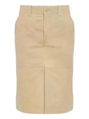 Kenzo Front-slit Cotton Skirt Neutrals