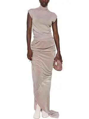 Rick Owens Edfu Ruched Drawstring Maxi Skirt Pink