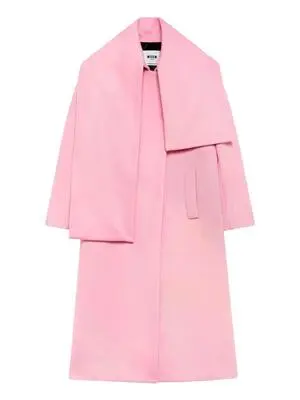 MSGM Scarf-detail Single-breasted Coat - Pink